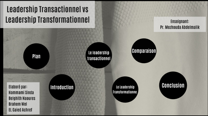 Leadership transactionnel VS leadership transformationnel by sinda ...
