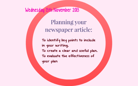 Planning your newspaper article: by on Prezi