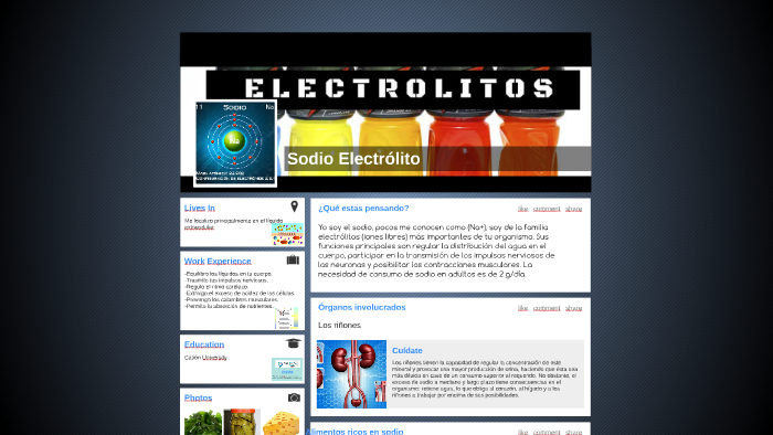 El sodio (Na+) es uno de los electrólitos (iones libres) más by Edith ...