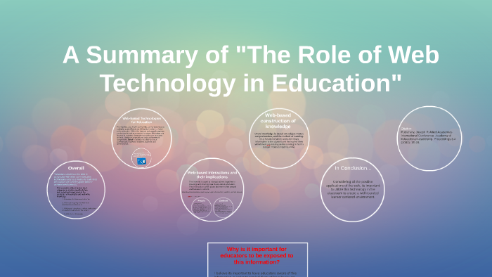 A Summary of "The Role of Web Technology in Education" by Megan ...