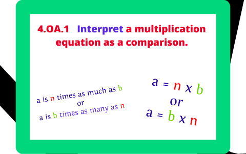 4.OA.1 Interpret multiplication equation as a comparison by Kelly ...