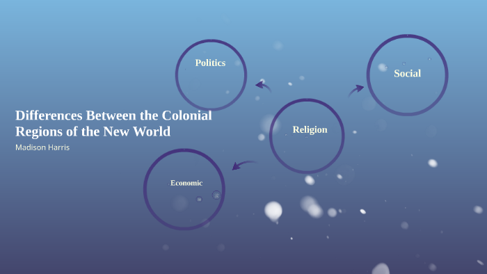 Differences the Colonial Regions of the New World by Madison Harris on ...