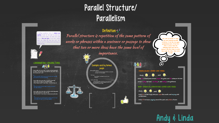 Parallel structure is repetition of the same pattern of word by linda ...