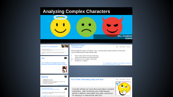 Analyzing Complex Characters by Tyra Frederick on Prezi