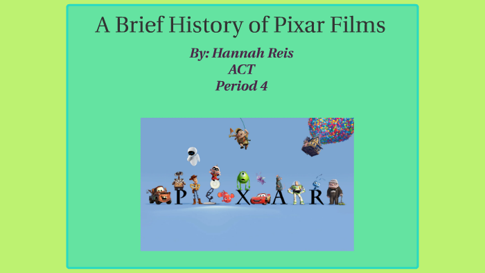 A Brief History of Pixar Films by Hannah Reis on Prezi
