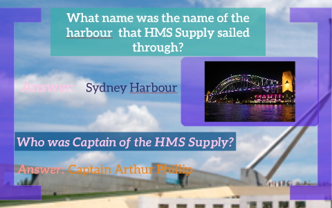 What name was the name of the harbour that HMS Supply saile by Ellia E ...