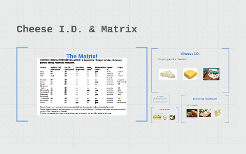 Cheese I.D. & Matrix by Octayvia Rickard on Prezi
