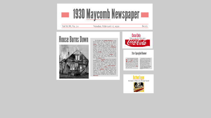 1930 Maycomb Newspaper by Rachel Lerner on Prezi