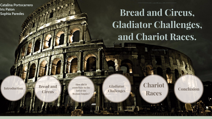 Bread and Circus, Gladiator Challenges, and Chariot Races. by sophia ...