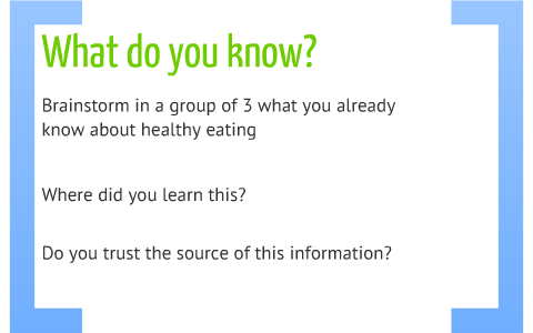 Healthy Eating Brainstorming by Fiona Haythornthwaite on Prezi