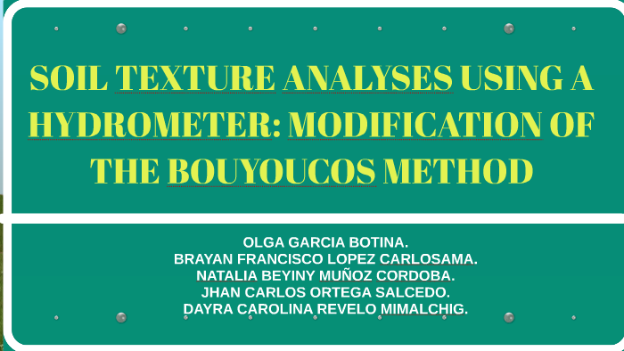 SOIL TEXTURE ANALYSES USING A HYDROMETER: MODIFICATION OF TH by ...