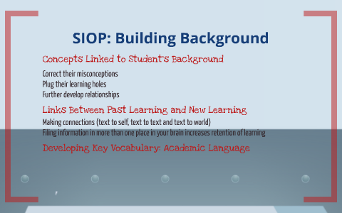 SIOP: Building Background by Sarah Bielski on Prezi