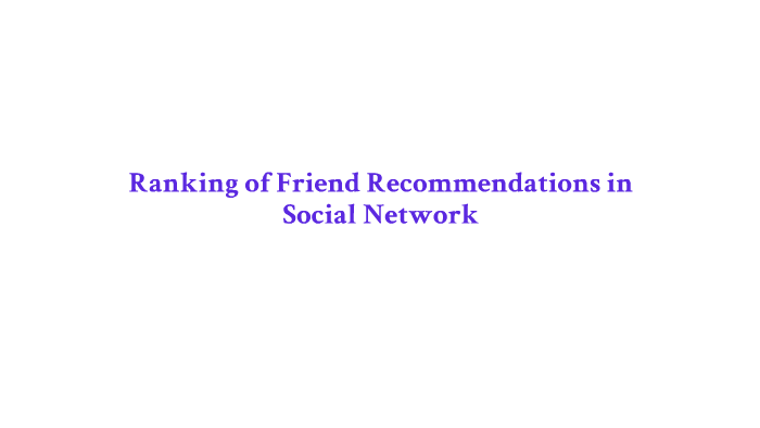 Ranking of Friend Recommendations in Social Network by Adnan Tahir