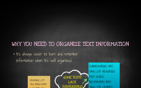 WHY YOU NEED TO ORGANIZE TEXT INFORMATION by SARA ERIC on Prezi