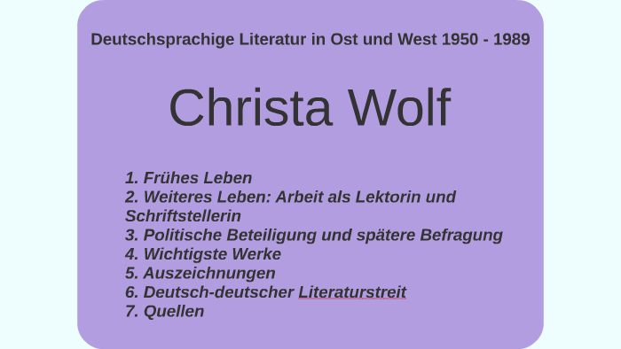 Christa Wolf by Ramona Bergmann on Prezi