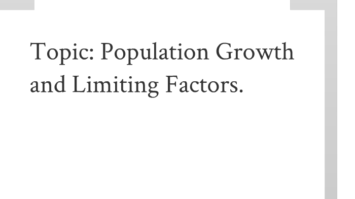 Population Growth and Limiting Factors by William Masse