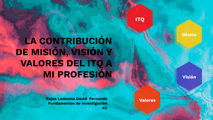 LA CONTRIBUCIÓN DE MISIÓN, VISIÓN Y VALORES DEL ITQ A MI PROFESIÓN by ...