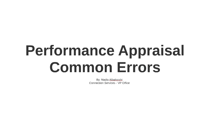 Performance Appraisal Errors by apple user on Prezi