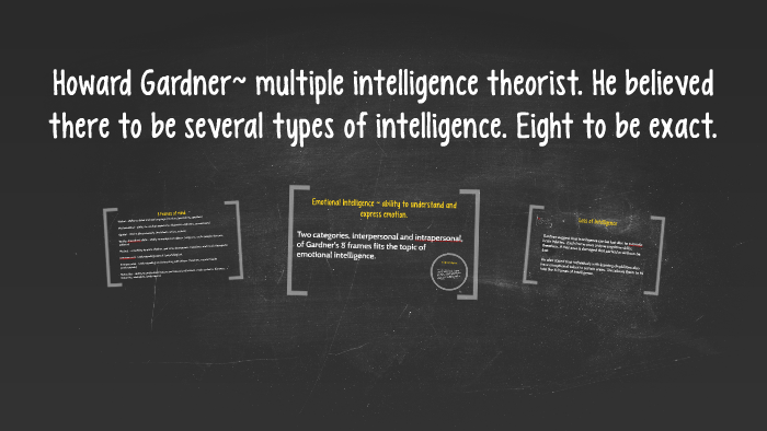 Howard Gardner~ multiple intelligence theorist. He believed by Rachel ...