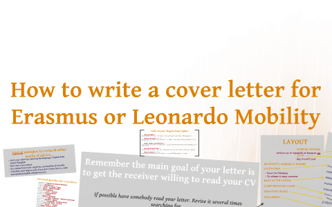 how to write a cover letter to apply for ERASMUS or LEONARDO by Esti ...