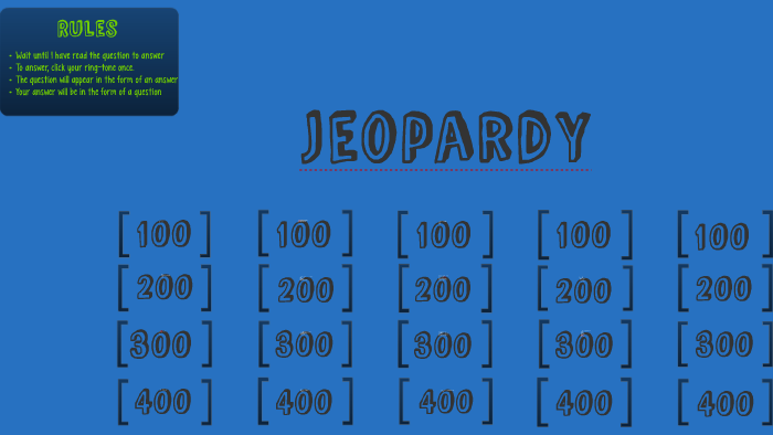 Jeopardy Group Round 3 by on Prezi