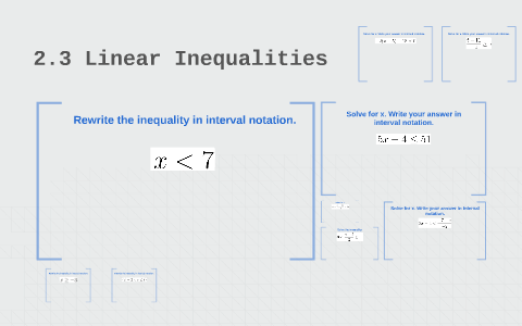 2.3 Linear Inequalities by Bobby Stecher on Prezi