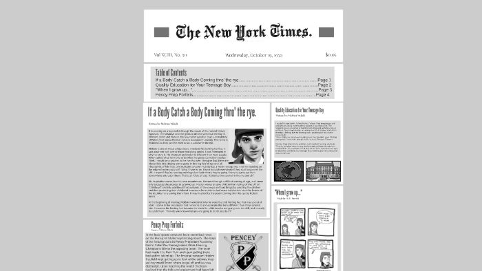 Catcher in the Rye Newspaper Project by Malvina Melnik on Prezi