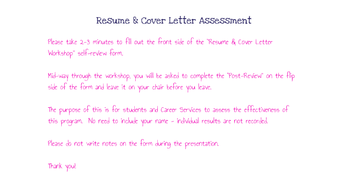 Resume & Cover Letter workshop by Career Counselors on Prezi