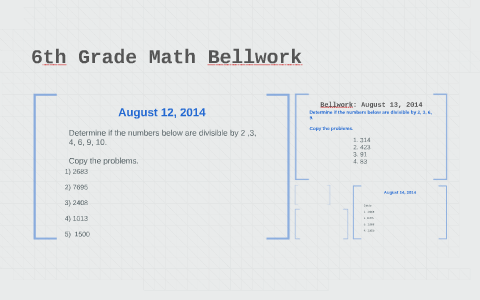 6th Grade Math Bellwork by Kendria Sutherlin on Prezi