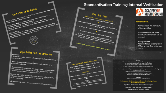 Standardisation Training: Internal Verification by Carrie Beattie on Prezi Standardisation Training: Internal Verification by Carrie Beattie on Prezi