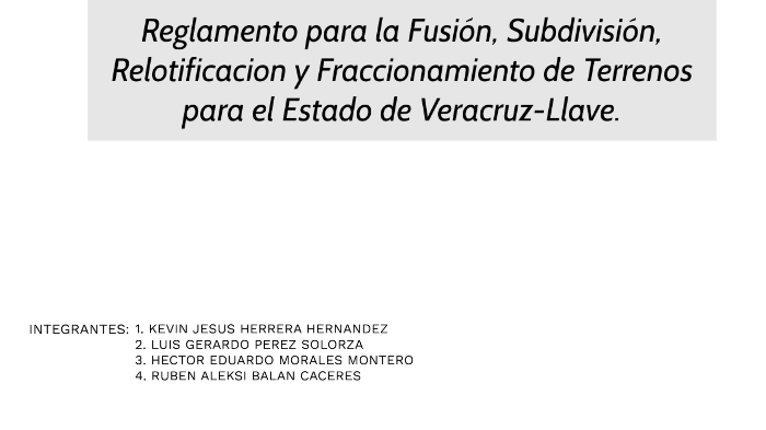 Reglamento para la Fusión, Subdivisión, Relotificacion y ...