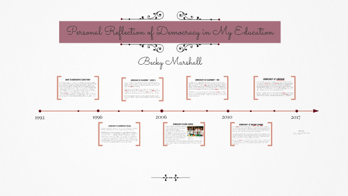 Personal Reflection of Democracy in My Education by Becky Marshall