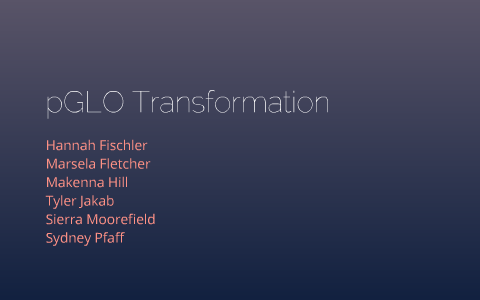 pGLO Transformation by Tyler Jakab on Prezi