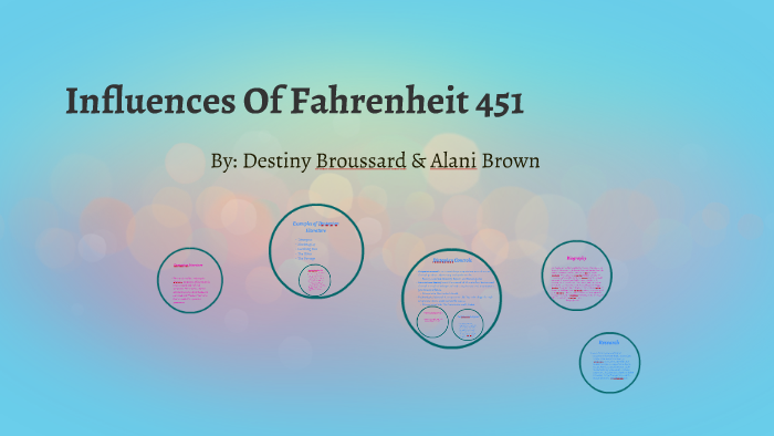 Influences Of Fahrenheit 451 by Destiny Broussard on Prezi