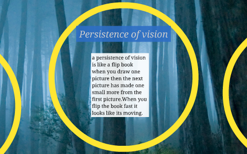 a persistence of vision is like a flip book when you draw o by on Prezi
