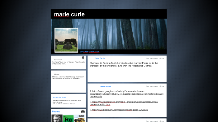 marie curie by avee anderson on Prezi