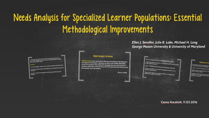 Need Analysis for Specialized Learner Populations: Essential by Cansu ...