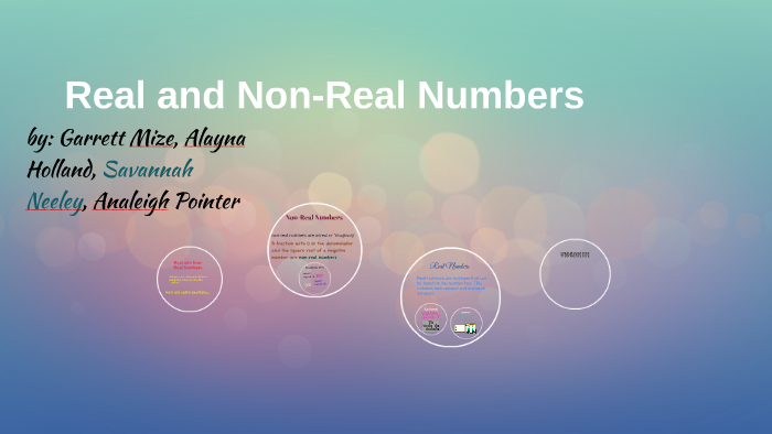 Real And Non Real Numbers By Real And Non Real Numbers By