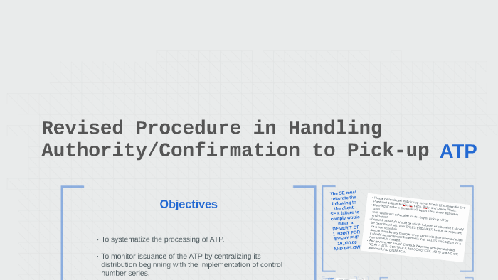 Revised ATP Handling and Monitoring Procedures by Margarita Anita on Prezi