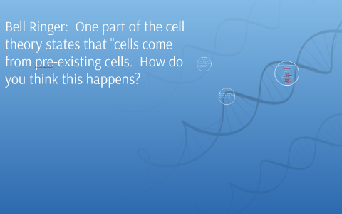Bell Ringer: One part of the cell theory states that "cells by Candace ...