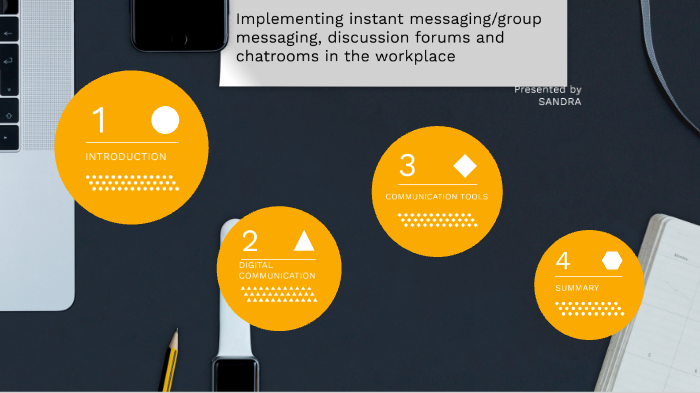 Implementing instant messaging/group messaging, discussion forums and chatrooms in the workplace ...
