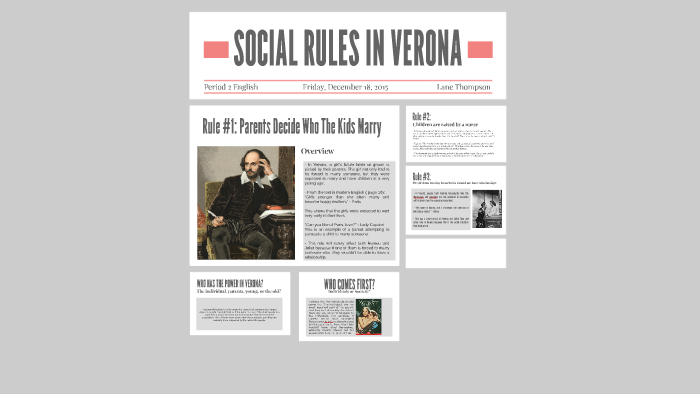 SOCIAL RULES IN VERONA by Lane Thompson