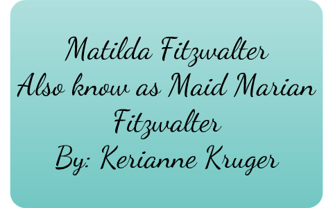 Matilda Fitzwalter also know as Maid Marian Fitzwalter by Kerianne ...
