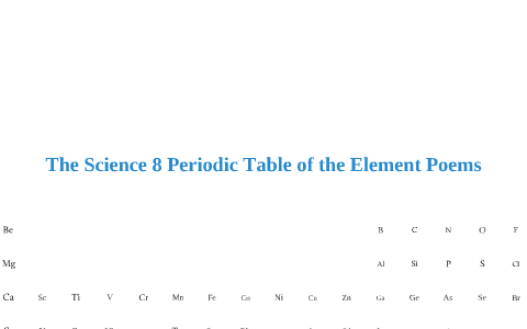 Blank copy of Periodic Table of Element Poems by Susan Brooks on Prezi