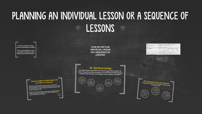 PLANNING AN INDIVIDUAL LESSON OR A SEQUENCE OF LESSONS by Angélica ...