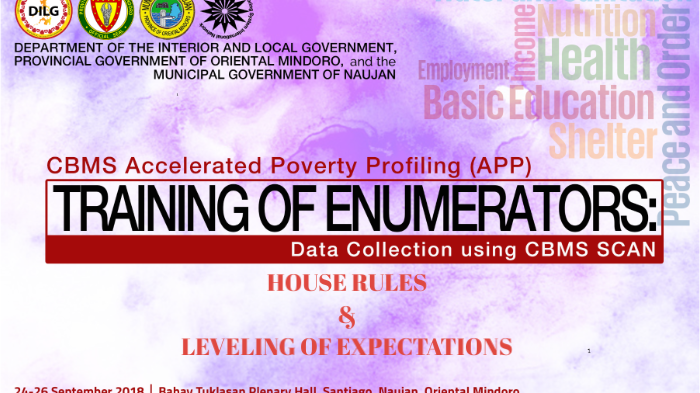 CBMS APP Enumerators' Training - House Rules by JC Hilado on Prezi