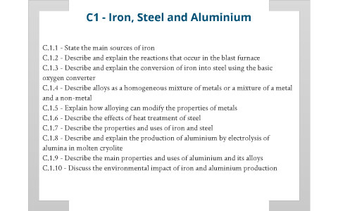 C1 - Iron, Steel and Aluminium by Elin Burgess on Prezi