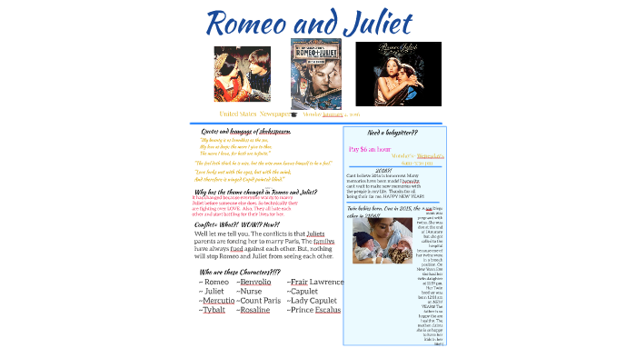 Romeo and Juliet Newspaper by sydney gosseck on Prezi
