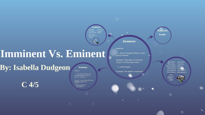 Imminent Vs. Eminent by Isabella Dudgeon on Prezi