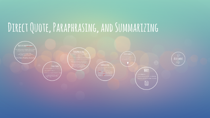 Direct Quote, Paraphrasing, and Summarizing by Molly Hardy on Prezi